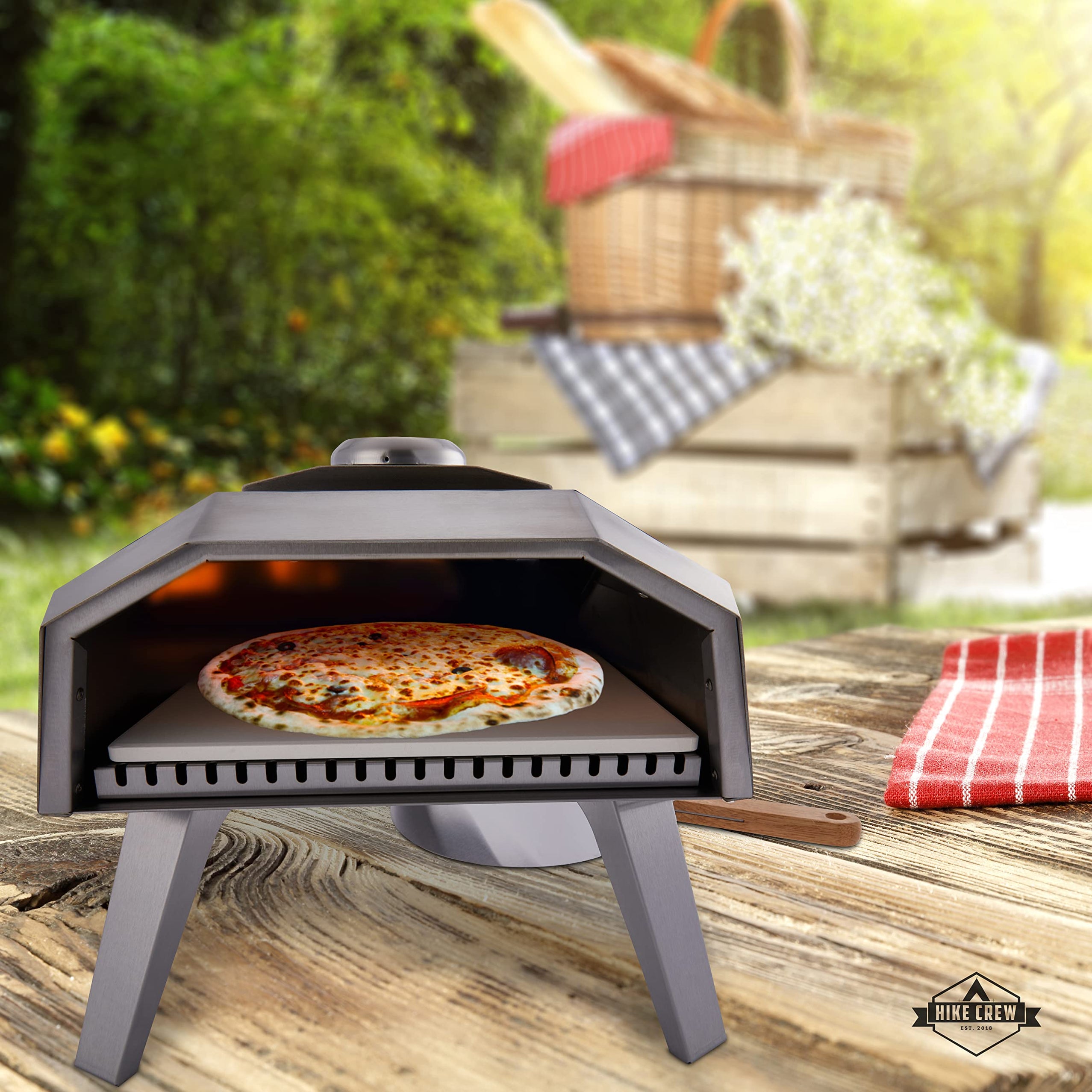 Hike Crew 12” Outdoor Propane Pizza Oven, Portable Pizza Maker W/Contr ...