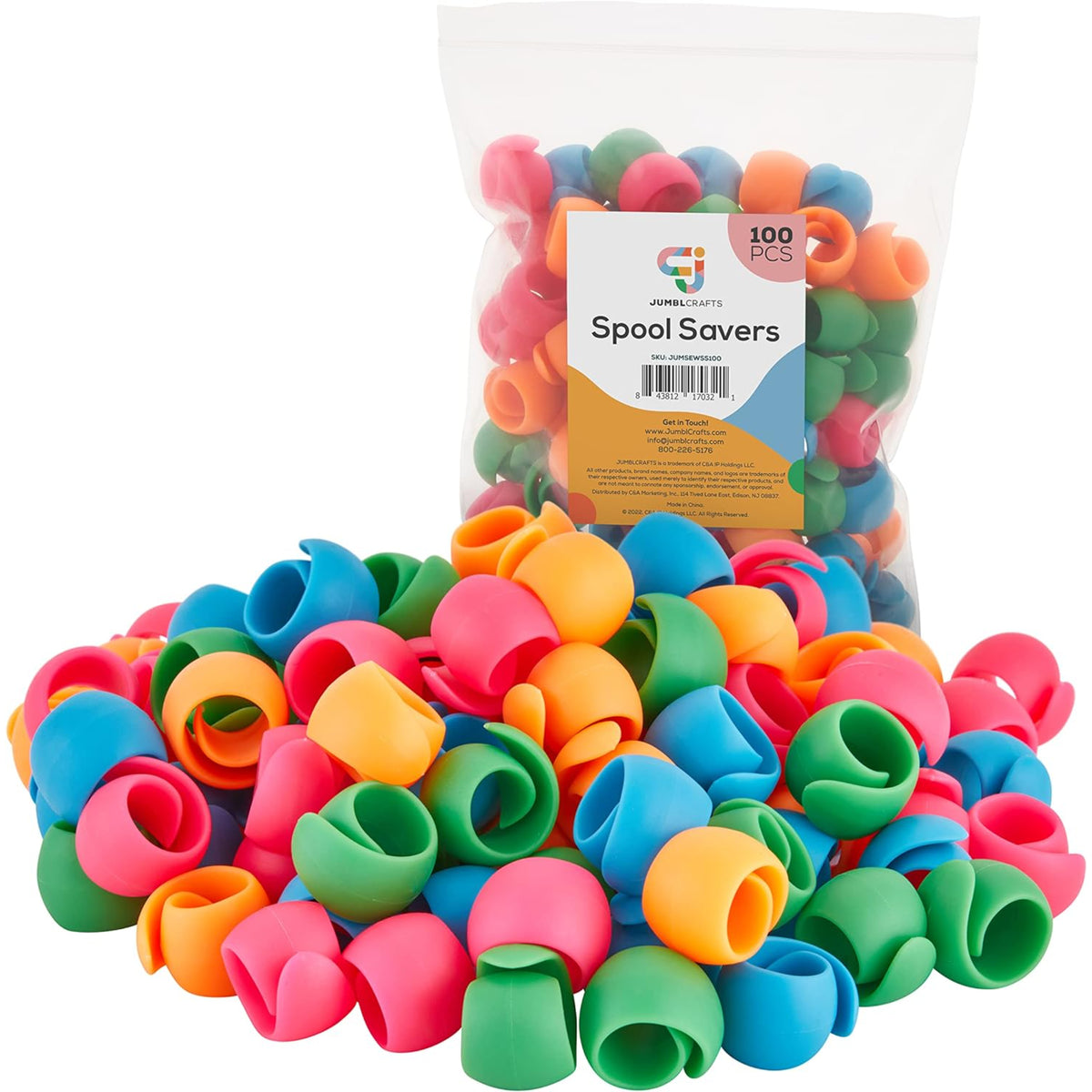 JumblCrafts Thread Spool Huggers, 100-Piece Thread Savers for Embroide ...