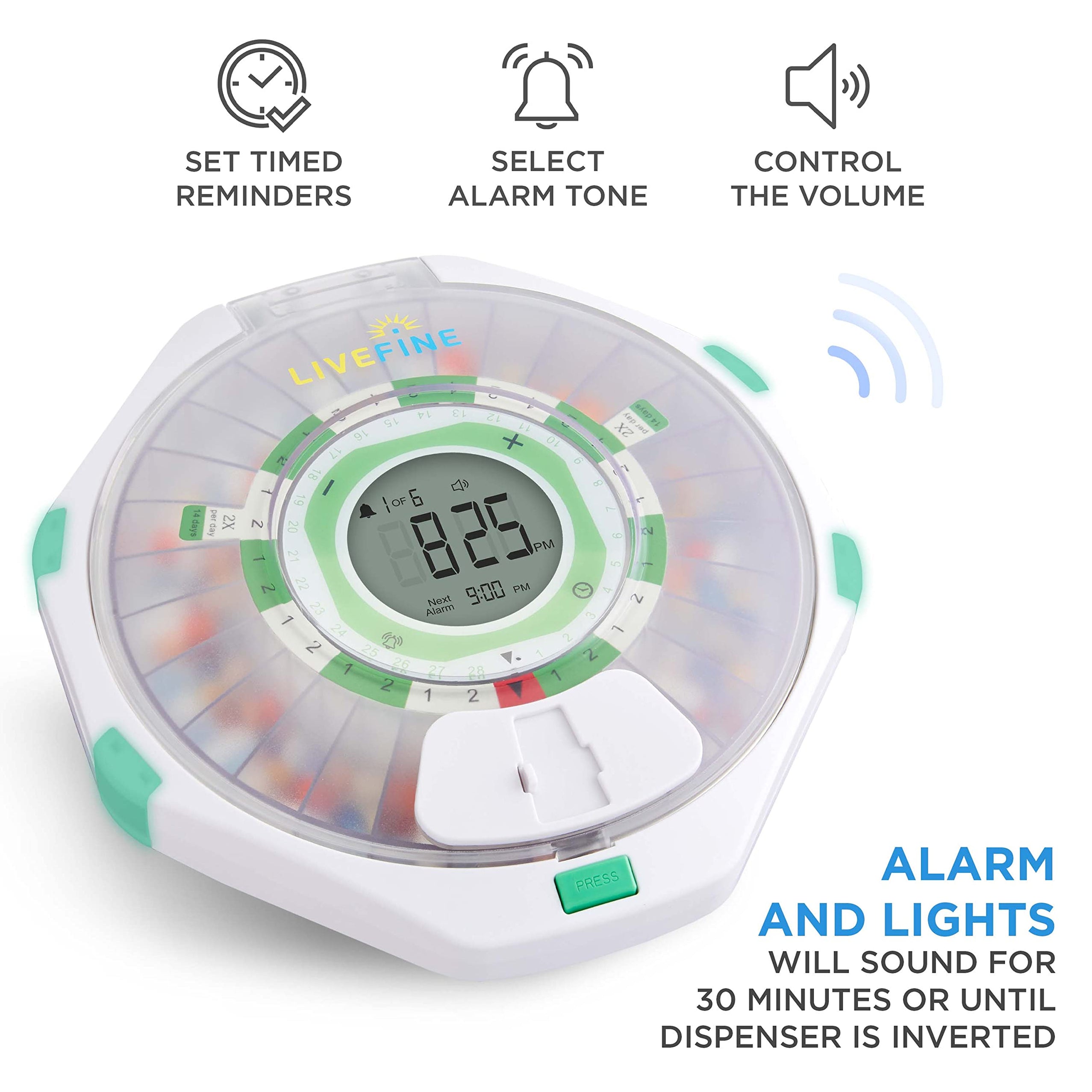 LiveFine 28-Day Automatic Pill Dispenser with Upgraded LCD Display and ...