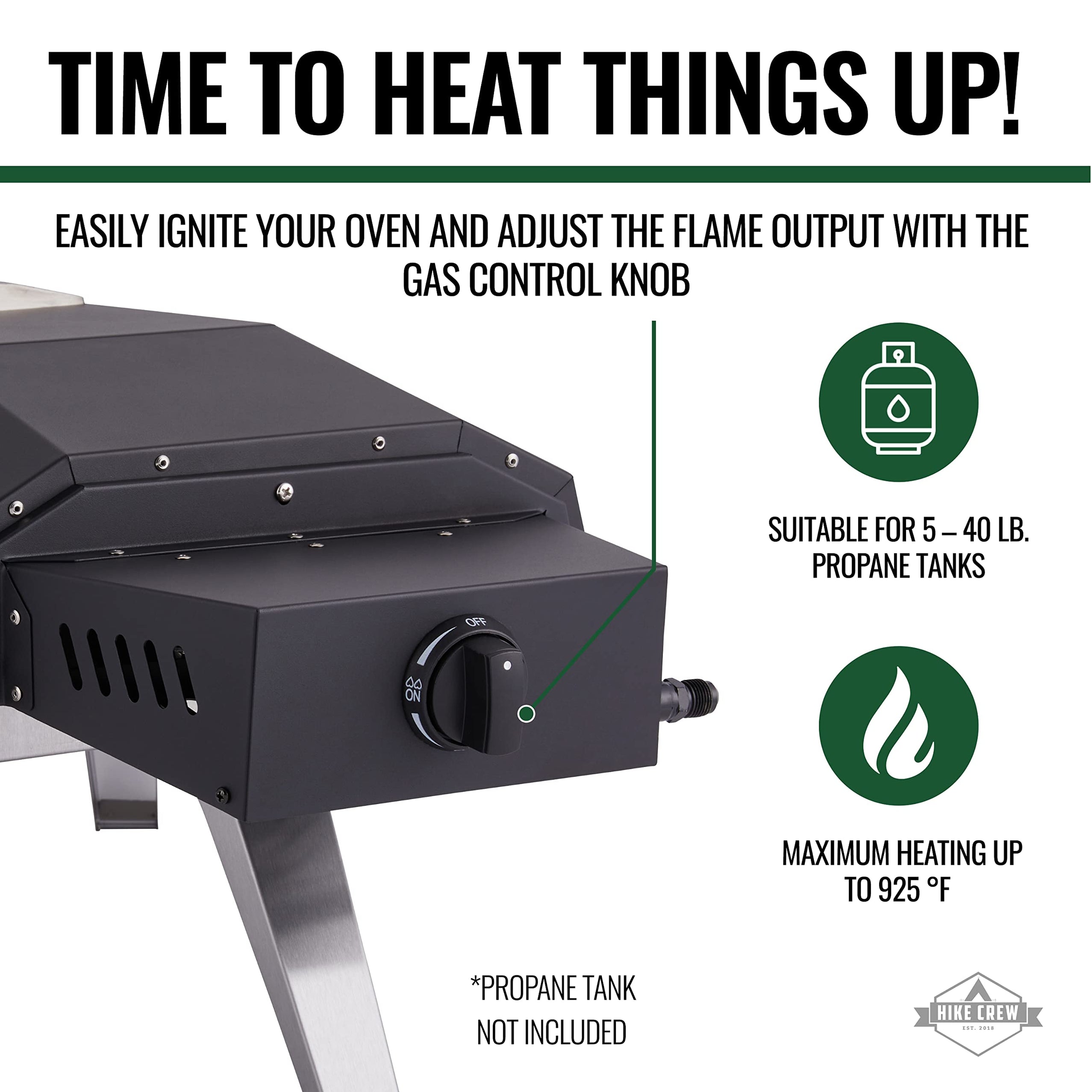 Hike Crew 12” Outdoor Propane Pizza Oven, Portable Pizza Maker W/Contr ...