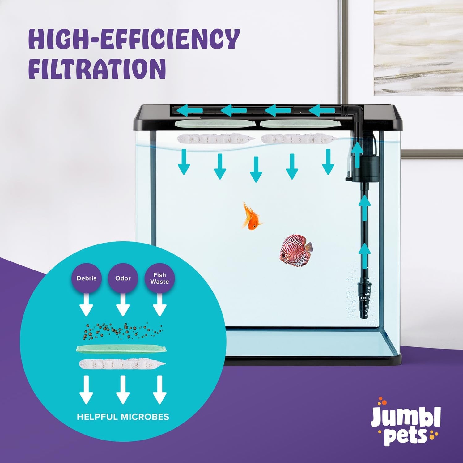 Starter Fish Aquarium Kit, Beginner Glass Fish Tank Kit w/LED Lighting ...