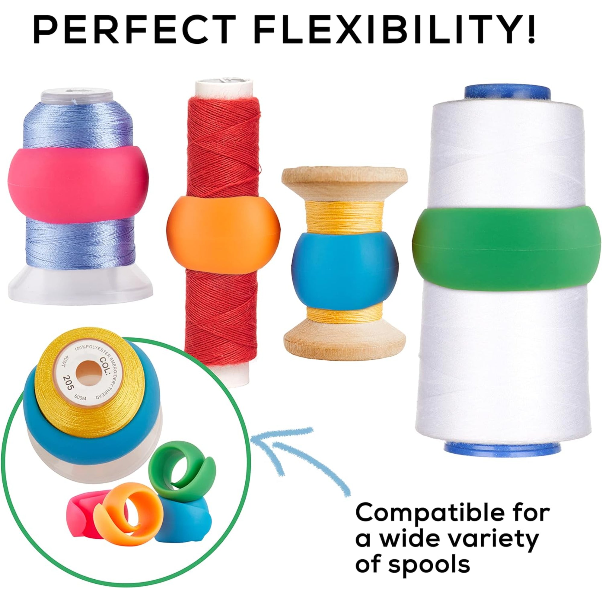 JumblCrafts Thread Spool Huggers, 100-Piece Thread Savers for Embroide ...