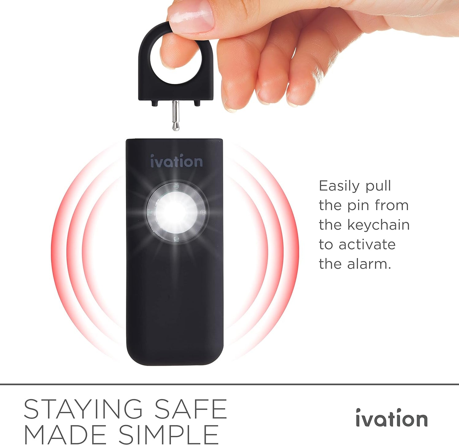 Ivation Personal SOS Keychain Alarm, Rechargeable Personal Alarm with — SkyMall