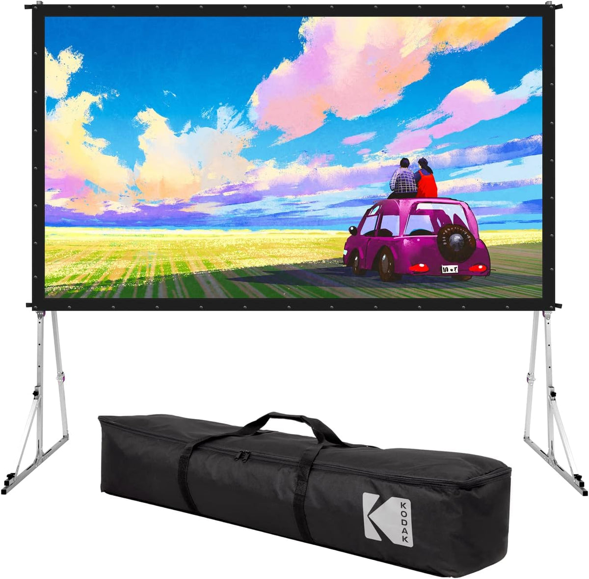 KODAK 120” Dual Projector Screen, Fast Fold Gray Front & Rear Projecti ...