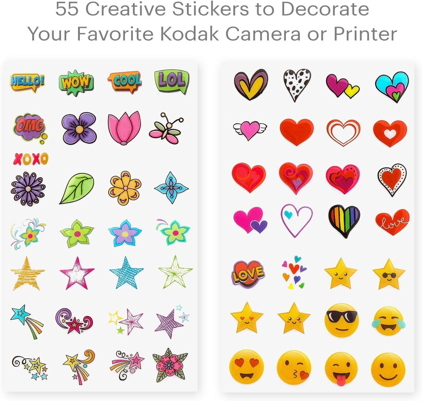 50+ Deluxe Sticker Set with Fun Shapes, Cute Emojis & Trendy Designs ...