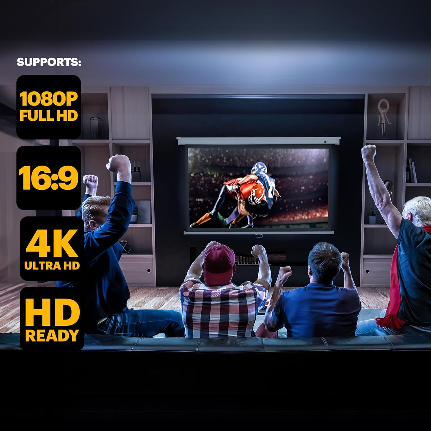 Kodak 80" Manual Retractable Projector Screen - 16:9 Wide Display — SkyMall