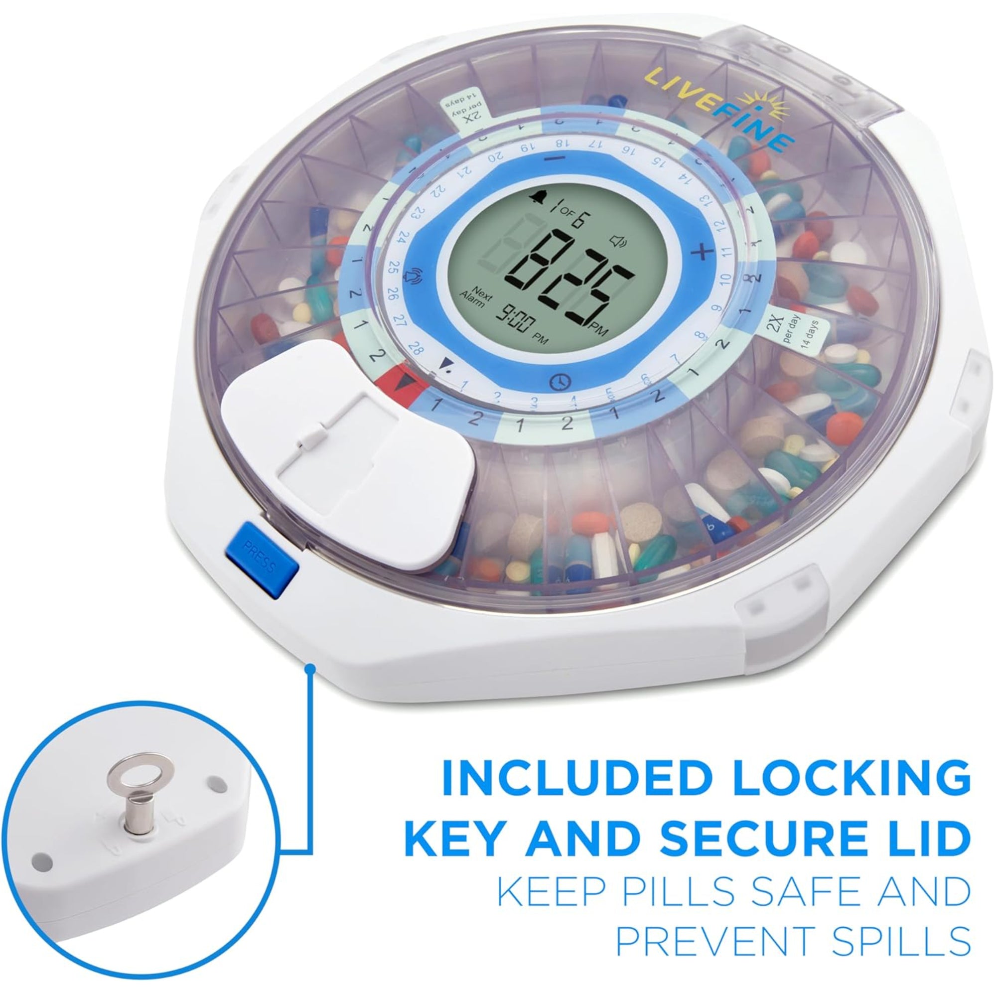 WiFi Automatic Pill Dispenser & 28-Day Remote Medication System with L ...