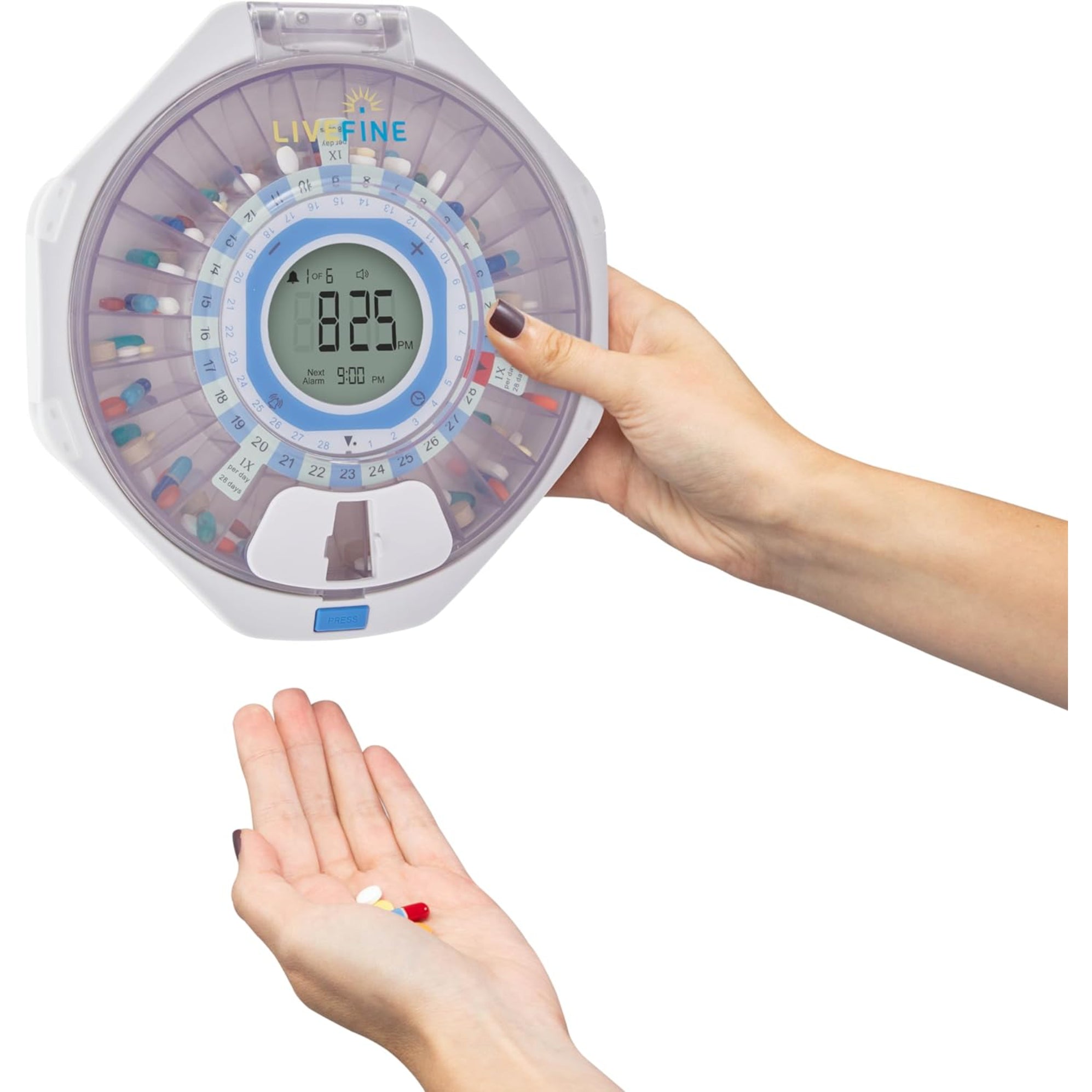 WiFi Automatic Pill Dispenser & 28-Day Remote Medication System with L ...