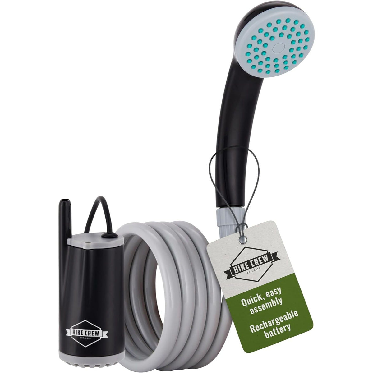 Hike Crew Battery-Operated Camping Shower w/LED Light, Outdoor Handhel ...