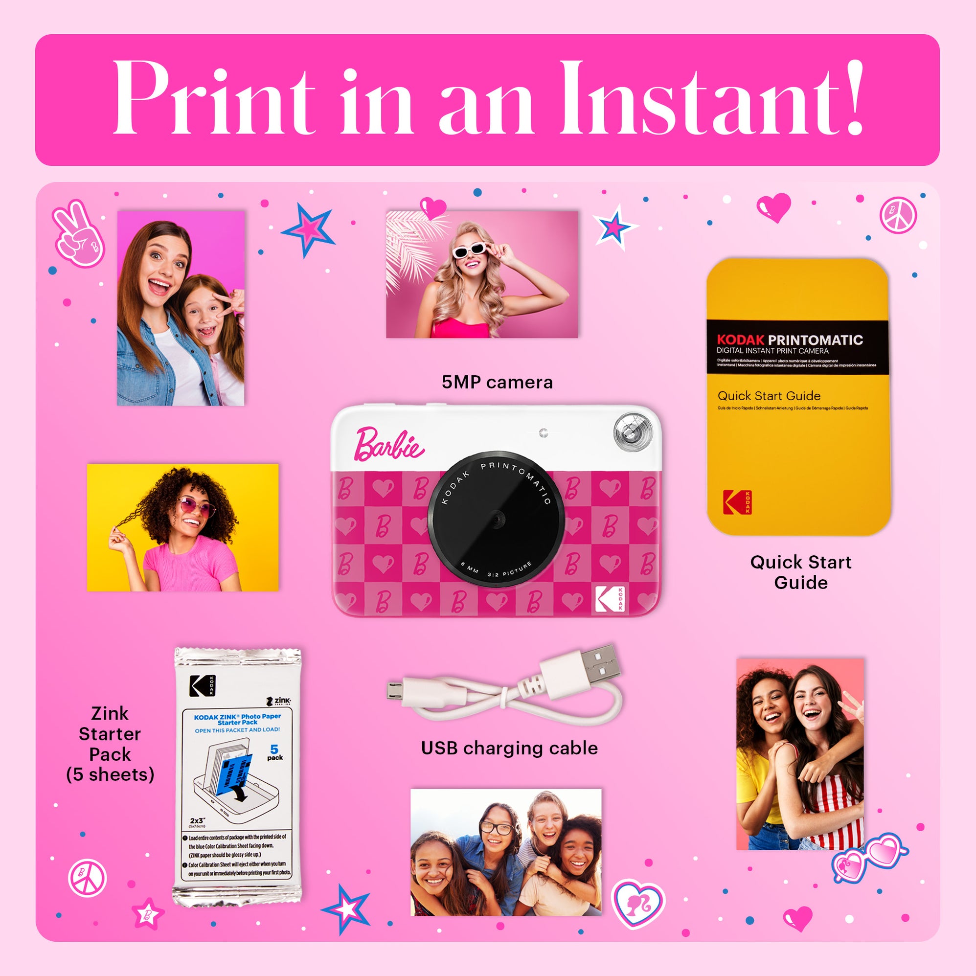 Iconic Barbie x Kodak Printomatic Instant Print Camera | Fun & Stylish ...