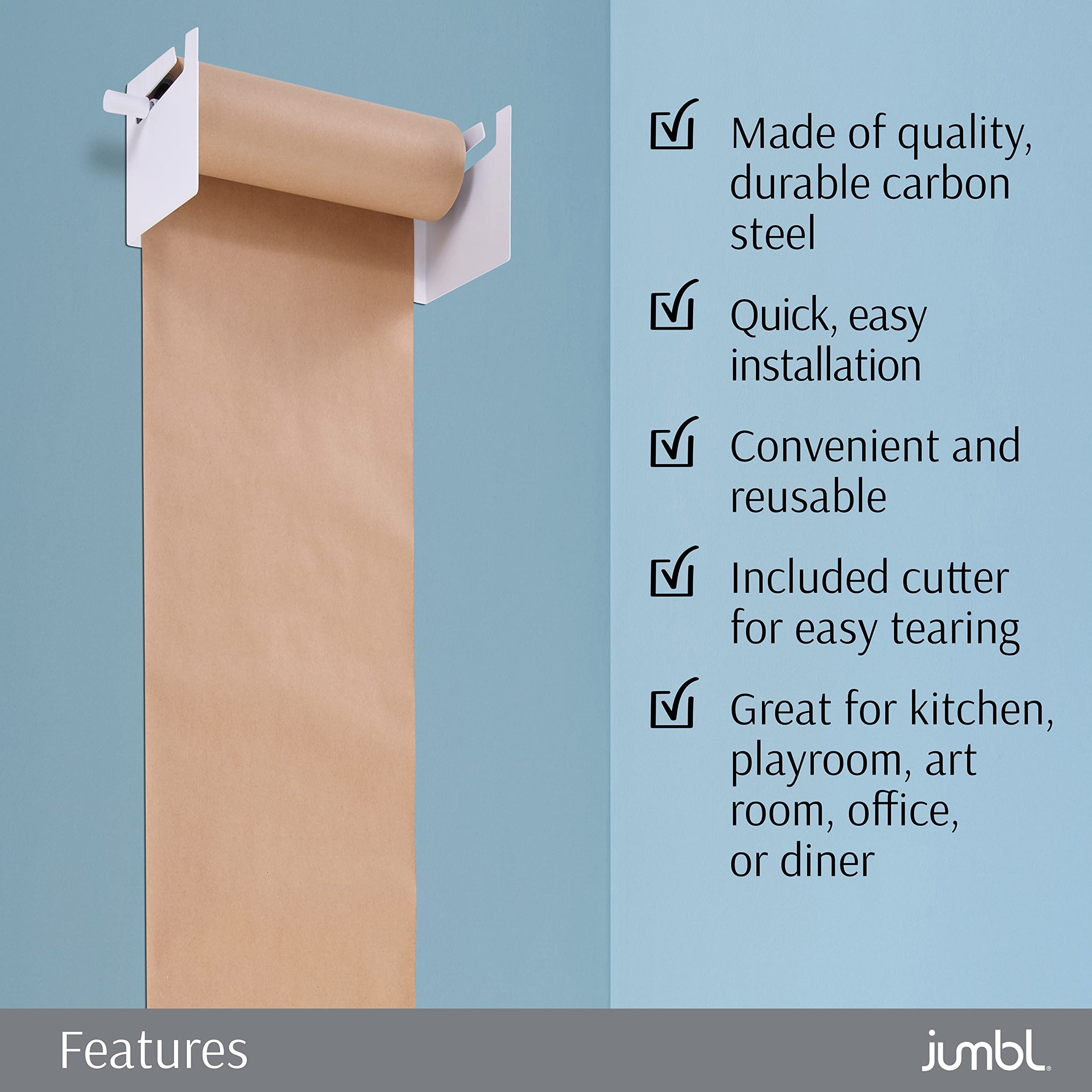 Jumbl Kraft Paper Wall Dispenser, 12" Wall Mounted Paper Roll Dispense ...