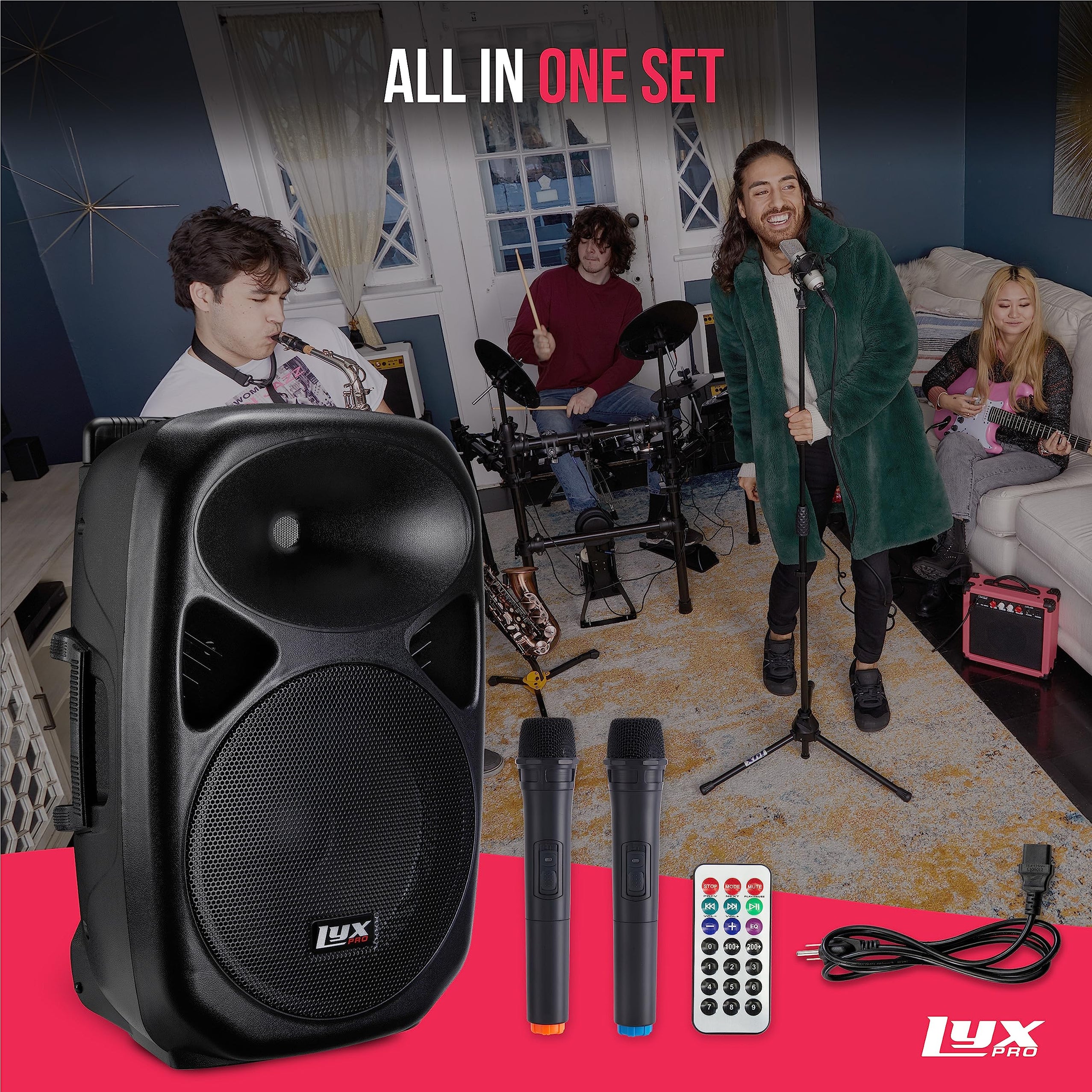 12 Inch Active Battery Powered PA Speaker, Portable PA System with Equ ...