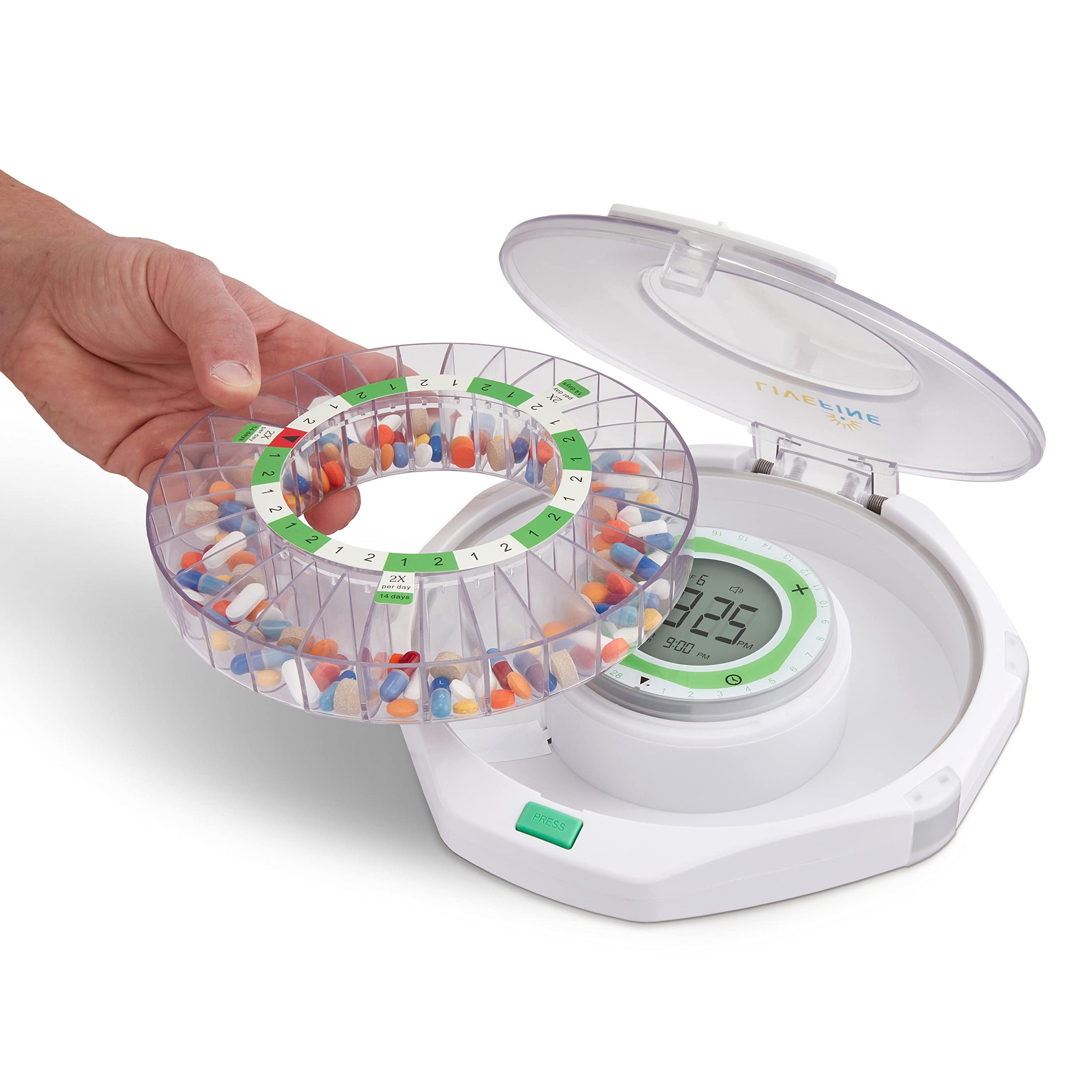 LiveFine 28-Day Automatic Pill Dispenser with Upgraded LCD Display and ...