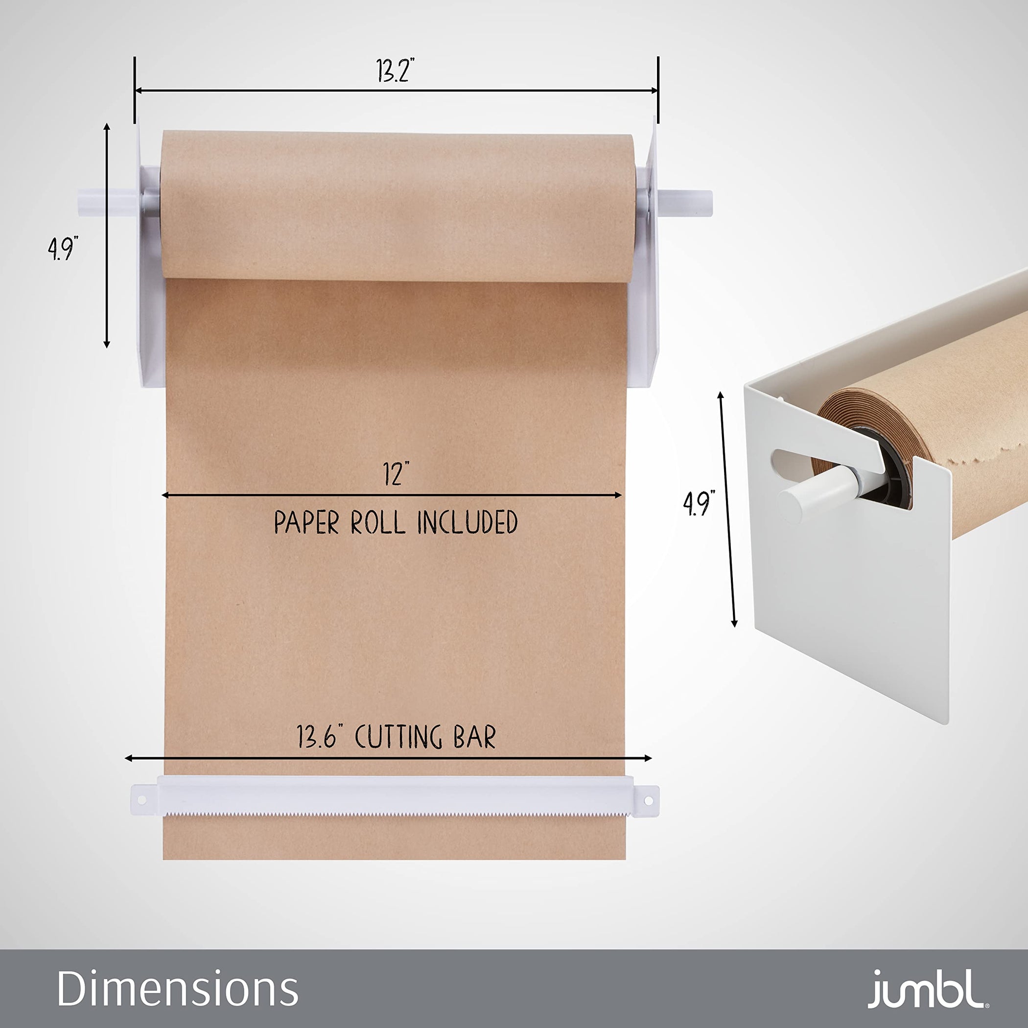 Jumbl Kraft Paper Wall Dispenser, 12" Wall Mounted Paper Roll Dispense ...