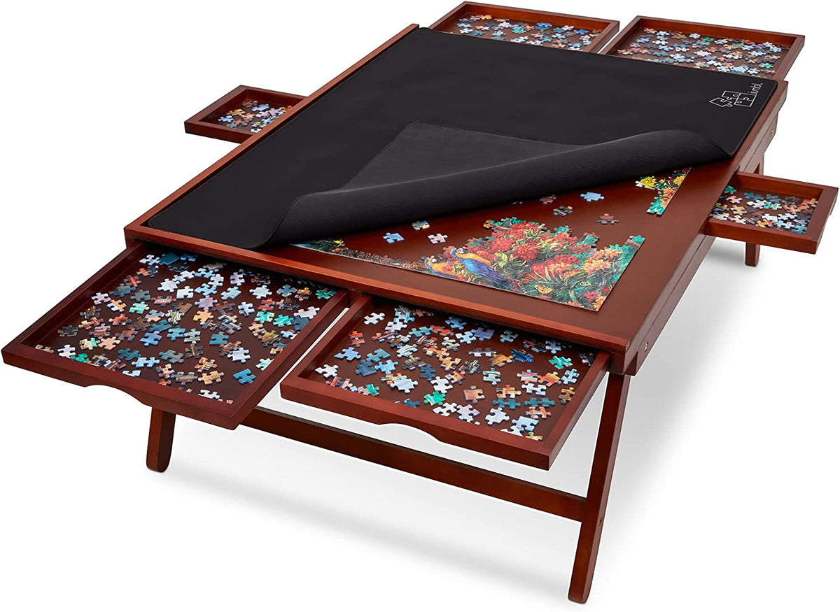 1500 Piece Puzzle Board Rack w/Mat, 27” x 35” Wooden Jigsaw Puzzle Tab ...