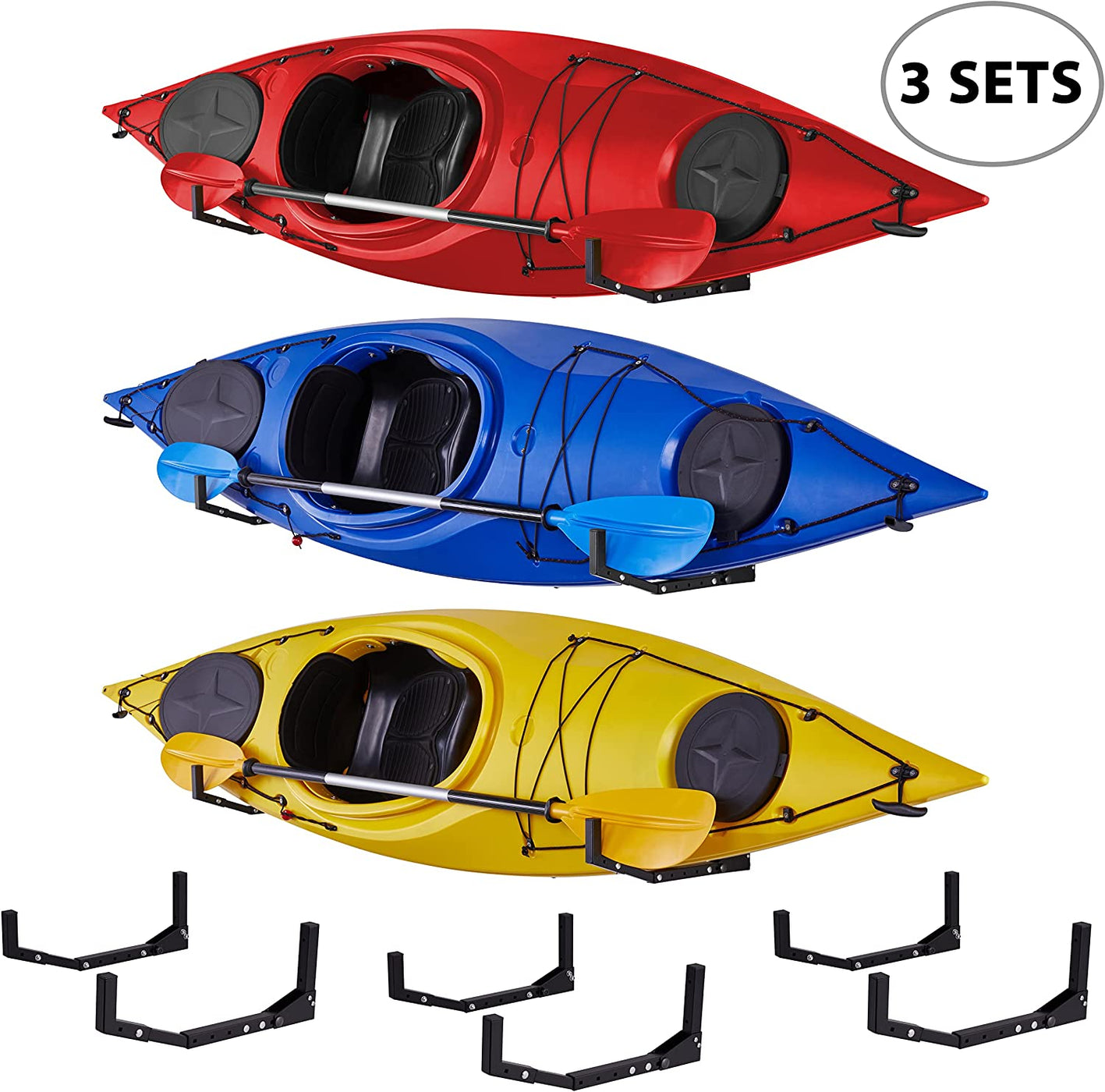 Kayak Wall Hanger, Heavy Duty Wall Mounted Kayak Storage Rack - 3 Sets ...