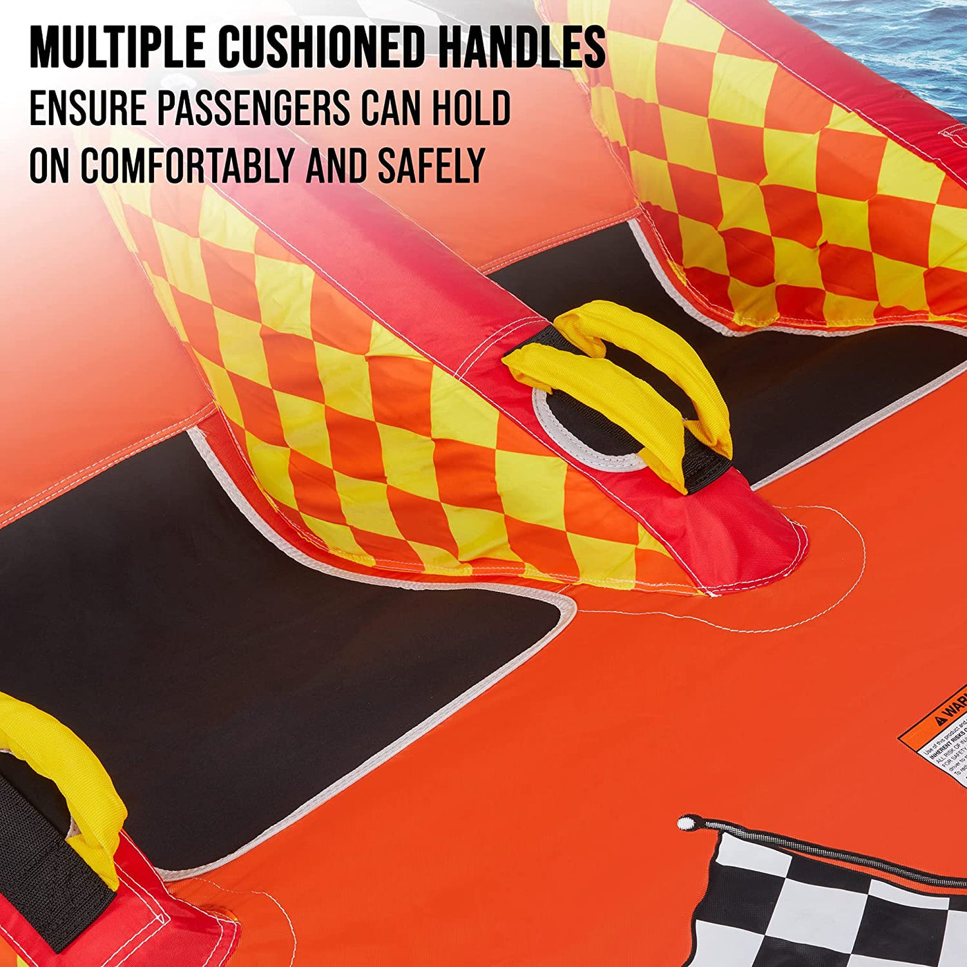 Towable Water Tube, 2-Person Inflatable Tube with Handles & Tow Rope ...