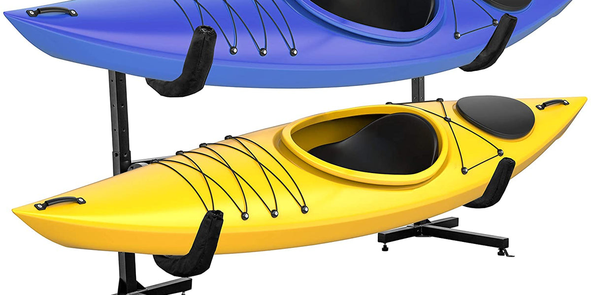 Kayak Storage Rack, Indoor & Outdoor Freestanding Storage for 2 Kayak ...