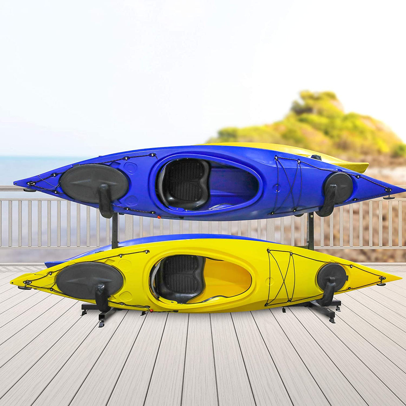 Kayak Storage Rack, Indoor & Outdoor Freestanding Storage for 2 Kayak ...