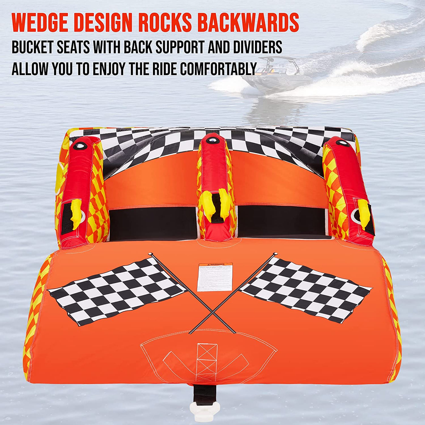 Towable Water Tube, 2-Person Inflatable Tube with Handles & Tow Rope ...