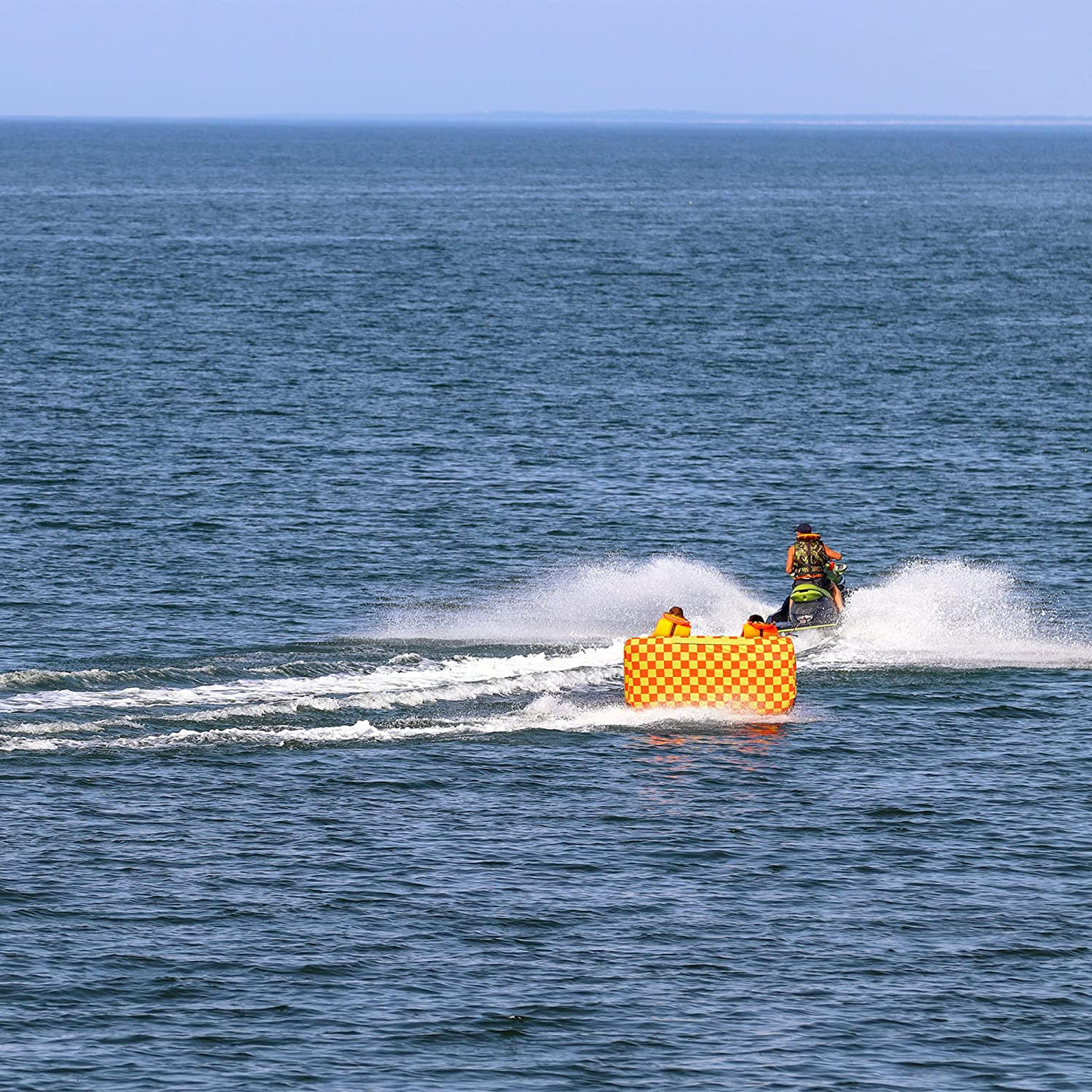 Towable Water Tube, 2-Person Inflatable Tube with Handles & Tow Rope ...