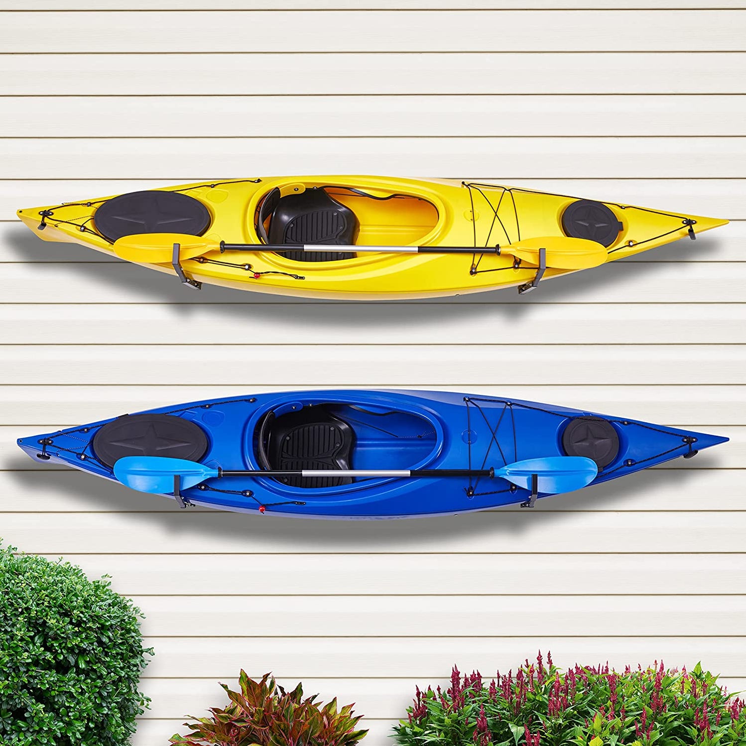 Kayak Wall Hanger, Heavy Duty Wall Mounted Kayak Storage Rack - 2 Pair ...