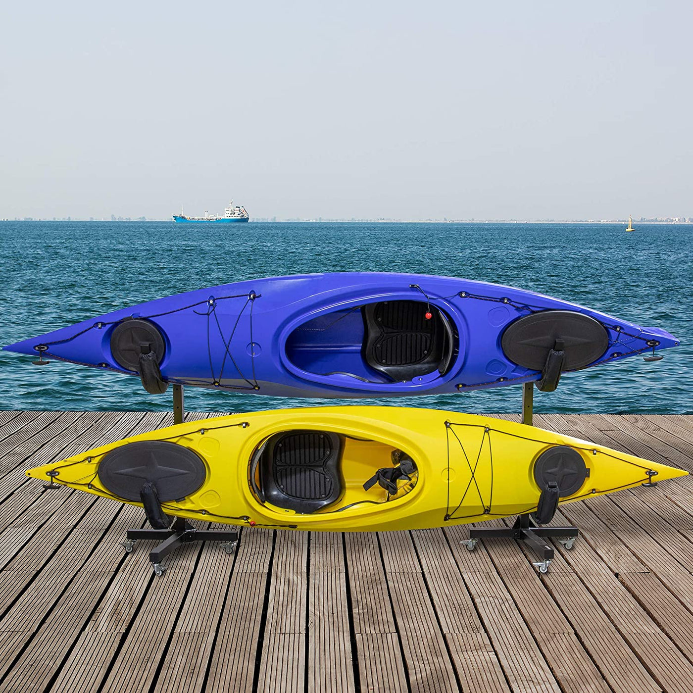 Kayak Storage Rack, Indoor & Outdoor Freestanding Storage for 2 Kayak ...