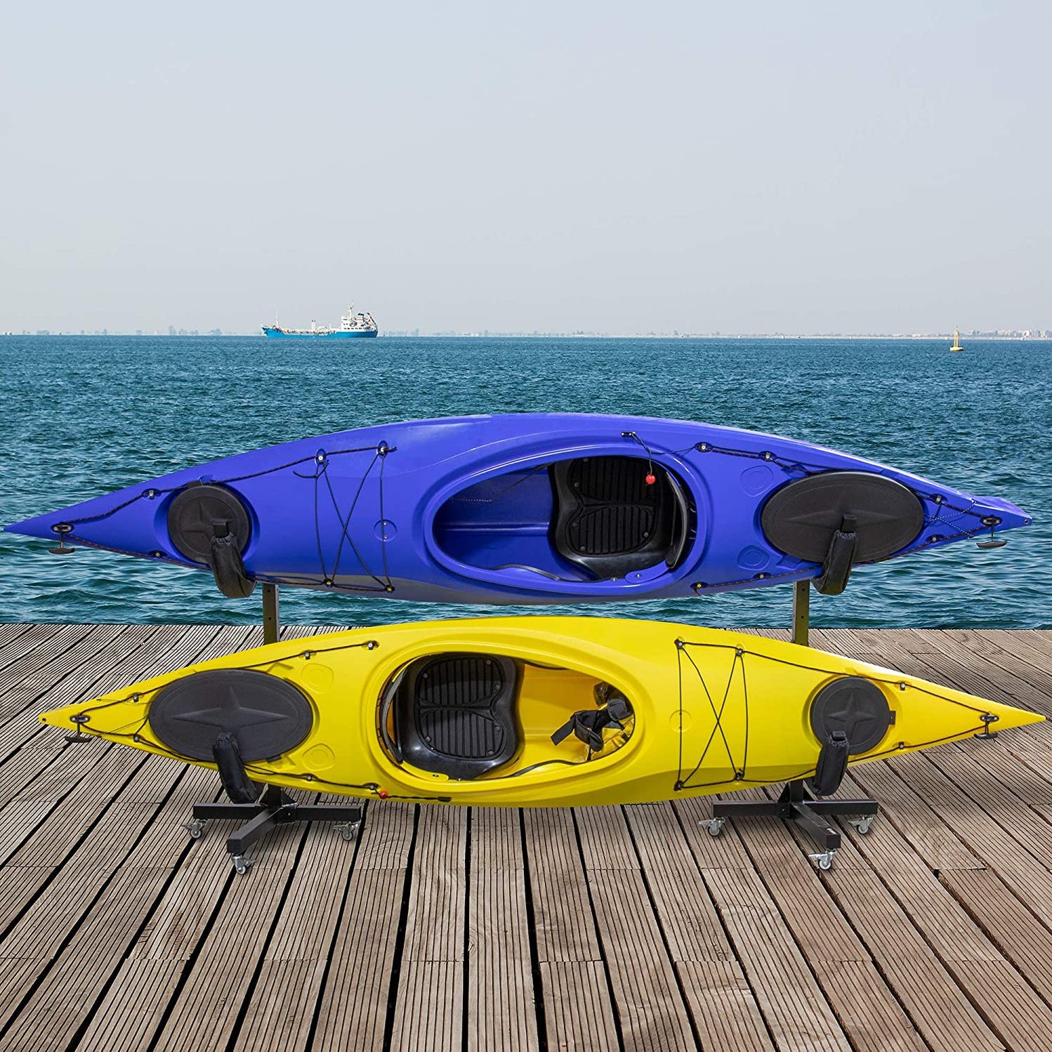 Kayak Storage Rack, Indoor & Outdoor Freestanding Storage for 2 Kayak ...