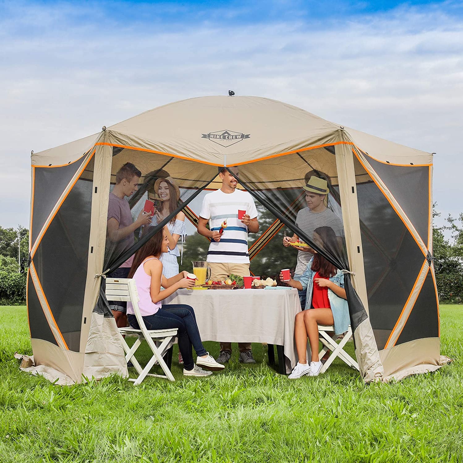Portable Pop-up Screen Gazebo, Setup 6-Sided Hub Tent, Outdoor Gazebo ...