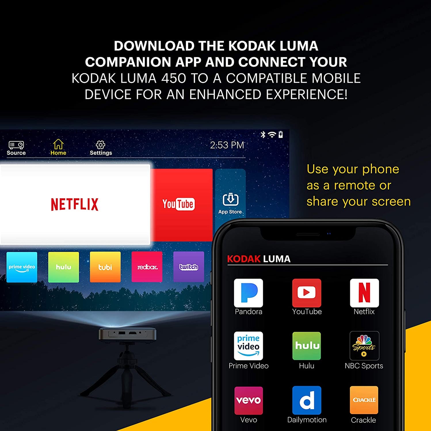 Kodak Mini Portable Projector 640 x 360 Resolution Up To 100" with 75 ...